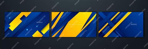 추상 파란색과 노란색 배경 웹 배경 배너 브로셔 웹 사이트 전단지 방문 페이지 프레젠테이션 인증서 및 웹 세미나에 포스터 템플릿 디자인 프리미엄 벡터