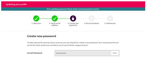 Error Updating Password Please Check Current Password Is Correct Is