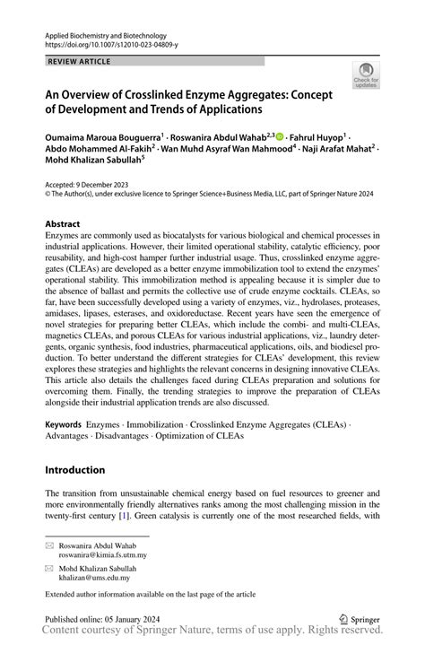 An Overview Of Crosslinked Enzyme Aggregates Concept Of Development