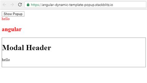 Html Issue With Injecting Dynamic Template To A Popup Component Stack Overflow