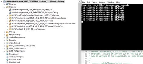 Rtosmsp432p401r Temperature Sensor Example Msp Low Power