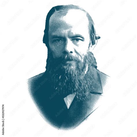 Fyodor Dostoevsky Engraved Vector Portrait Russian Novelist Short