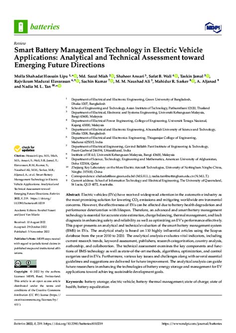 Pdf Smart Battery Management Technology In Electric Vehicle Applications Analytical And
