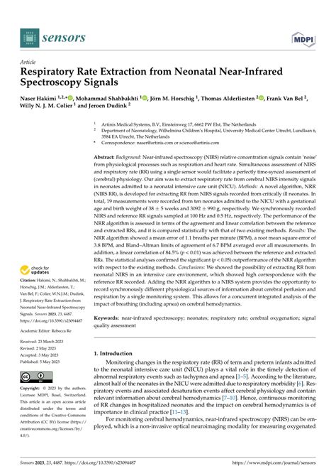 Pdf Respiratory Rate Extraction From Neonatal Near Infrared
