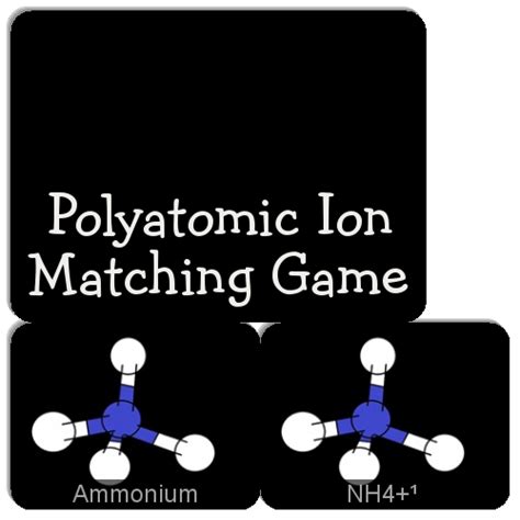 Polyatomic Ion Matching Game Match The Memory