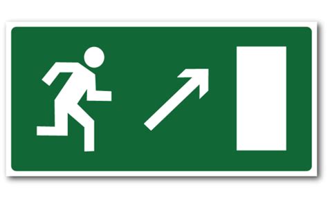 Знак Направление к эвакуационному выходу направо вверх