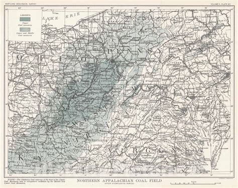 Historic Map 1905 Northern Appalachian Coal Field Vintage Wall Art