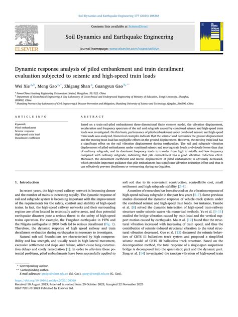 Pdf Dynamic Response Analysis Of Piled Embankment And Train Derailment Evaluation Subjected To