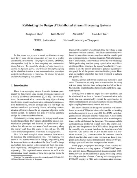 Pdf Rethinking The Design Of Distributed Stream Processing Systems