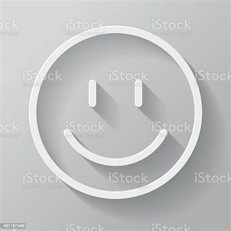 행복함 얼굴 종이 여윔 회선 인터페이스 아이콘크기 긴 Shadow 3차원 형태에 대한 스톡 벡터 아트 및 기타 이미지 3차원 형태 그늘 그레이 스케일 Istock