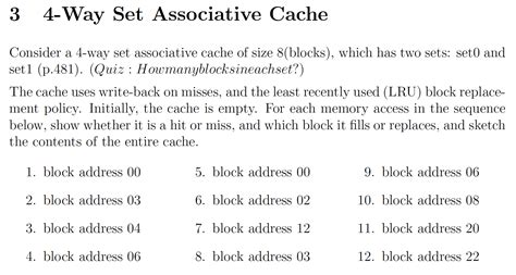 Way Set Associative Cache Consider A Way Set Chegg