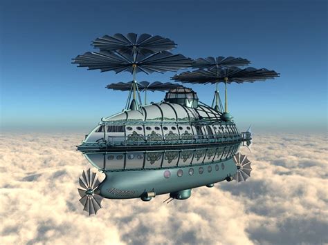 Fantasy Airship Over The Clouds Stock Illustration Illustration Of