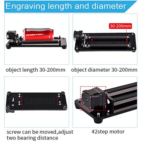 Cnc 회전 롤러 Y축 회전 롤러 조각 모듈 레이저 조각기 유리 캔 컵용 Y축 회전 조각 모듈 목공 기계