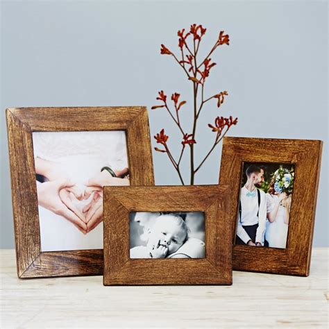Personalised Natural Mango Wood Photo Frame Paper High