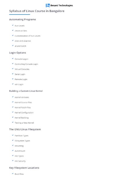 Linux Course Syllabus Pdf
