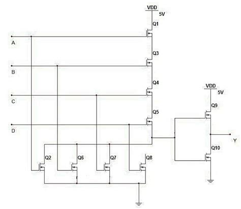 Cmos Transistor Level Implementation Of 4 Input Or Gate Is