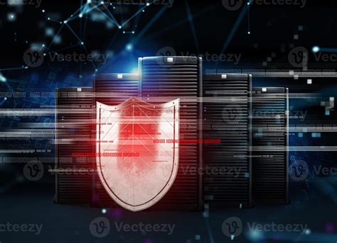 Concept Of Safety In A Data Center Room With Database Server 3d