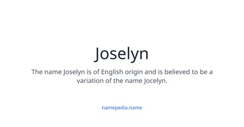 Joselyn Meaning Origin Nicknames And Popularity Namepedia