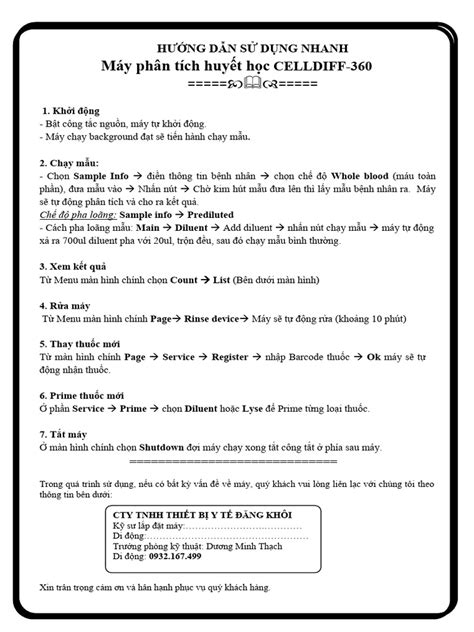 Hdsd Nhanh Máy Celldiff 360 Update Pdf