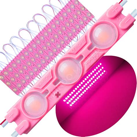 Módulo Led Injetado 7025 1 7w 3 Led Rosa Pink 6cm 12v Prova Dágua Ip67