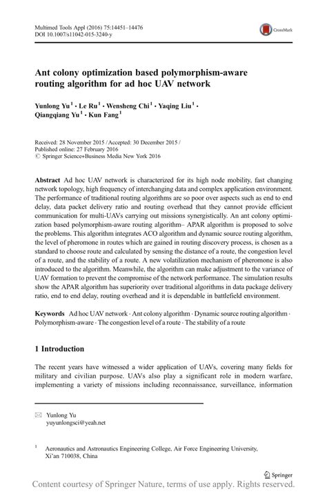 Ant Colony Optimization Based Polymorphism Aware Routing Algorithm For Ad Hoc Uav Network