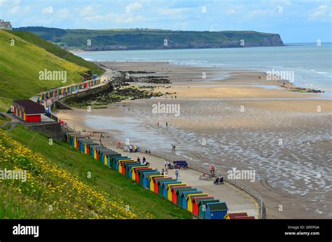 Multi Coloured Beach Huts At Whitby Beach Whitby Yorkshire England
