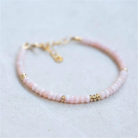 Pink Opal Bracelet Dainty Tiny Pink Opal Beaded Bracelet Pink Opal