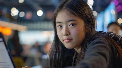 Premium Photo The East Asian Girl Is Working As The Coding Programmer Inside An Office Aig