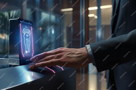 Premium Photo Employee Using Palm Vein Biometrics For Secure