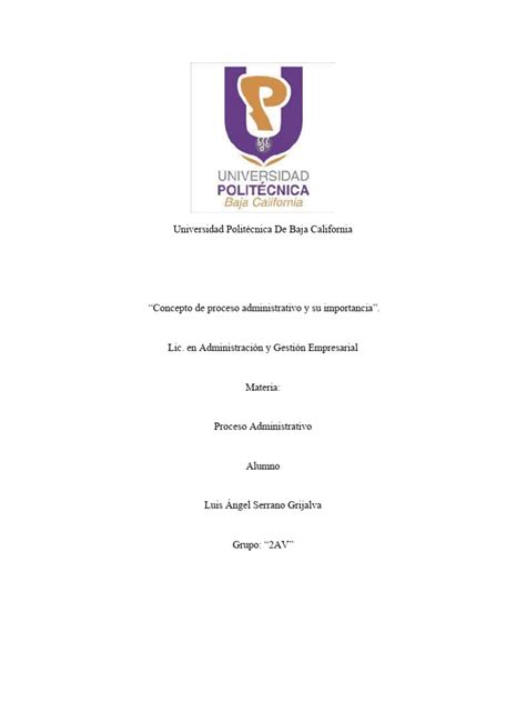 Concepto De Proceso Administrativo Y Su Importancia Pdf Business
