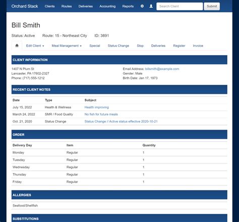 Orchard Stack Meals On Wheels Management Software