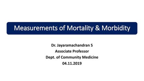 Measurements Of Morbidity And Mortality Pdf