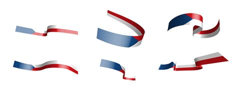 휴일 리본 세트입니다 바람에 흔들리는 체코 국기 하부 및 상층으로 분리 디자인 요소입니다 흰색 배경의 벡터 3차원 형태에 대한 스톡 벡터 아트 및 기타 이미지 Istock