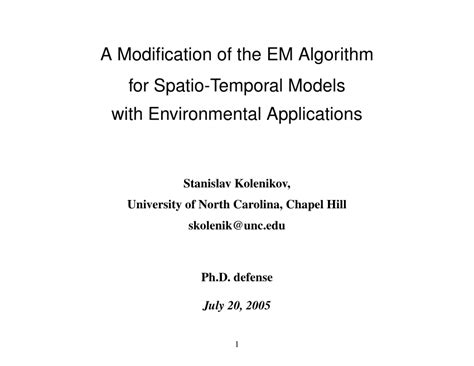 Pdf A Modification Of The Em Algorithm For Spatio Temporal Models With Environmental Applications