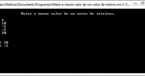 programando em pascal c c e java maior e menor valor de um vetor de inteiros em c c