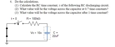 Solved Do The Calculations 1 Calculate The RC Time Chegg Com