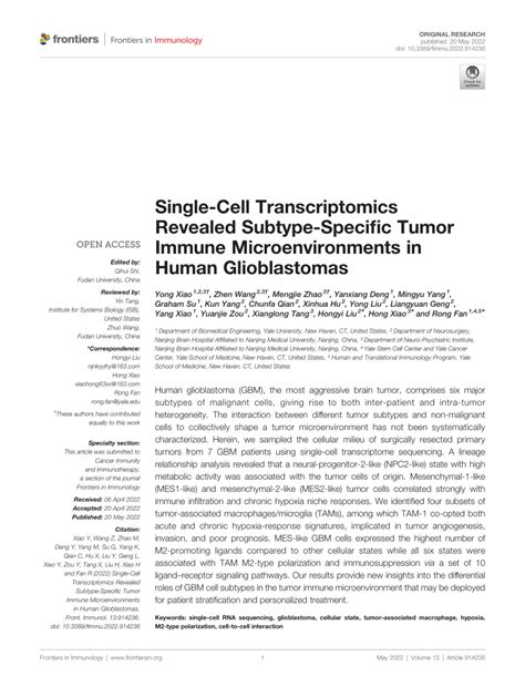 Pdf Single Cell Transcriptomics Revealed Subtype Specific Tumor