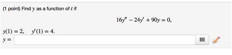 Solved Point Find Y Y As A Function Of T T If Chegg Com