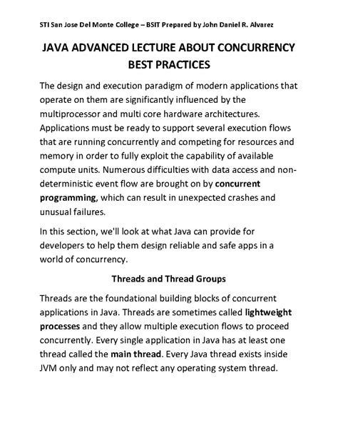 Java Advanced Lecture About Concurrency Best Practices Java Advanced