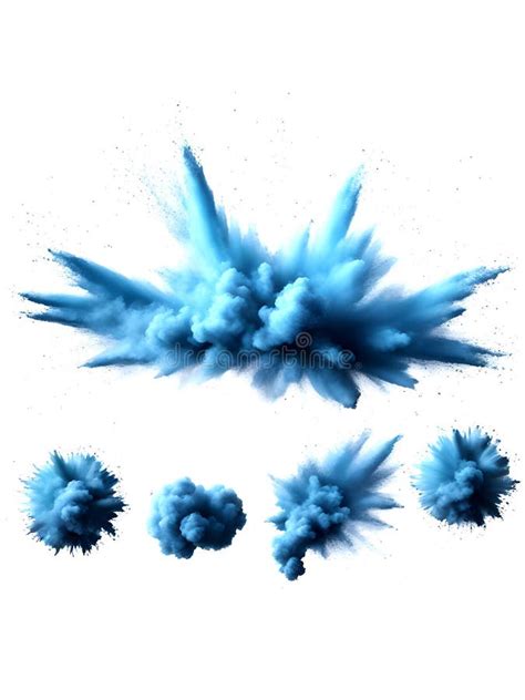 Dynamic Burst Of Blue Powder Particles Creating A Vibrant Explosion Effect On A White Background