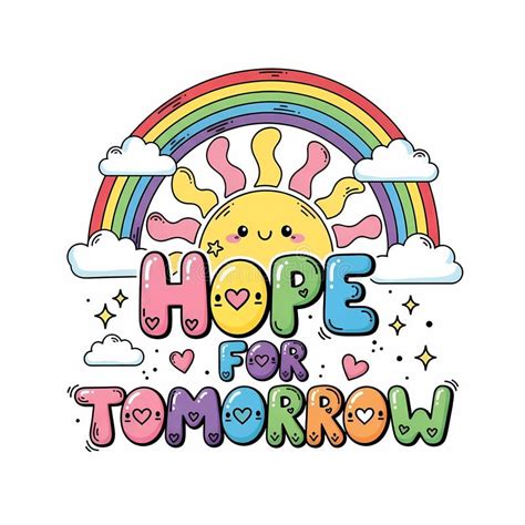 Rainbow Sun Clouds Hope For Tomorrow Illustration Stock Vector