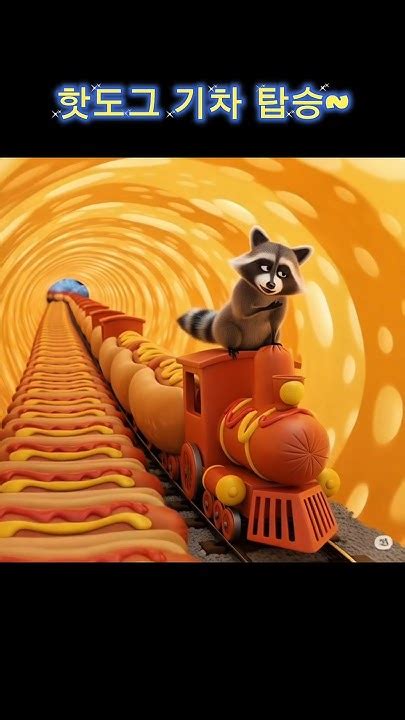 이상한 세계의 너구리 Ai 애니메이션 핫도그 치즈 옥수수 마시멜로우 젤리 Youtube