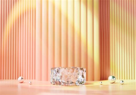 Premium Photo 3d Rendering Cosmetic Platform Podium With Crystal