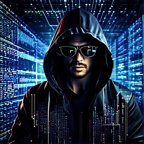 Premium Photo Hacker Portrait Of A Man In Hoodie And Sunglasses With Futuristic Background And