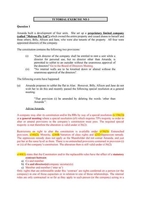 Tutorial Exercise No 3 Tute 3 Tutorial Exercise No 3 Question 1 Amanda Built A Development