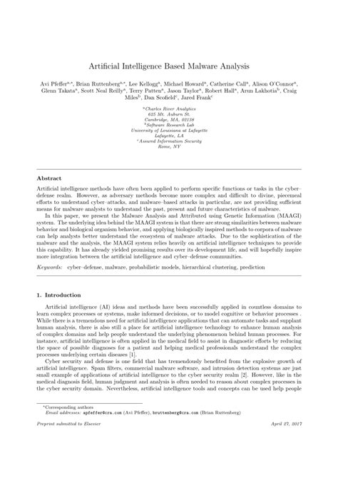 Pdf Artificial Intelligence Based Malware Analysis