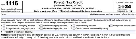 Irs Form 1116 Instructions Claiming The Foreign Tax Credit