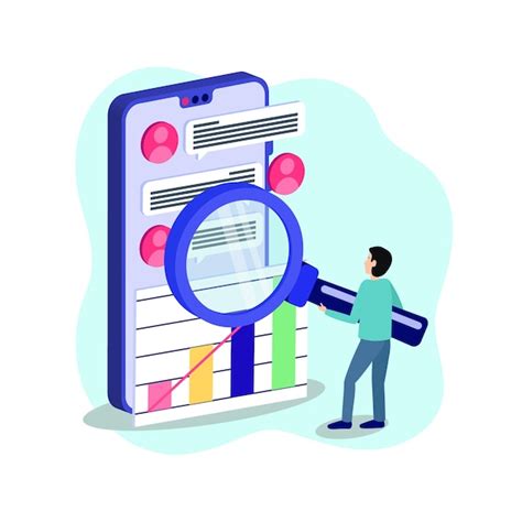 Premium Vector Detailed Analysis Of Data On A Mobile Device