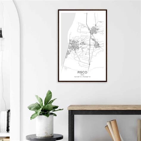 Pisco Peru Map Poster Pisco City Road Wall Art Print Custom Maps