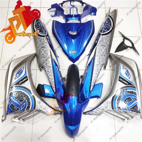 Yamaha Lc 135 Lc135 V1 V2 V3 V4 V5 V6 V7 Bodyset Cover Set Batik Biru